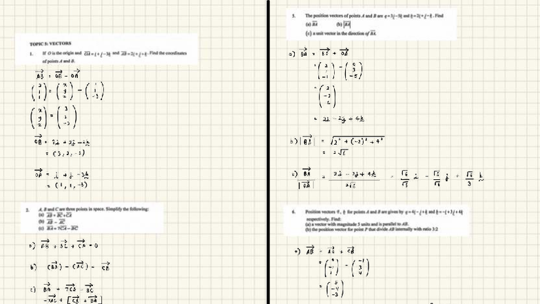 TUTO CHAP 5 - SM025 Vectors and Position Vectors Analysis - Studocu