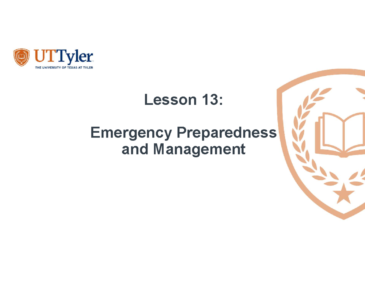 Emergency Preparedness & Management (Lesson 13) - Nursing Strategies ...