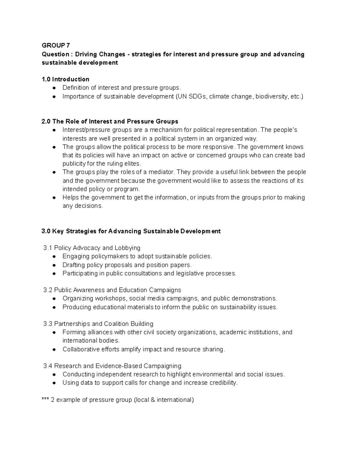 PAD350 Group 7: Strategies for Interest Groups & Sustainable ...