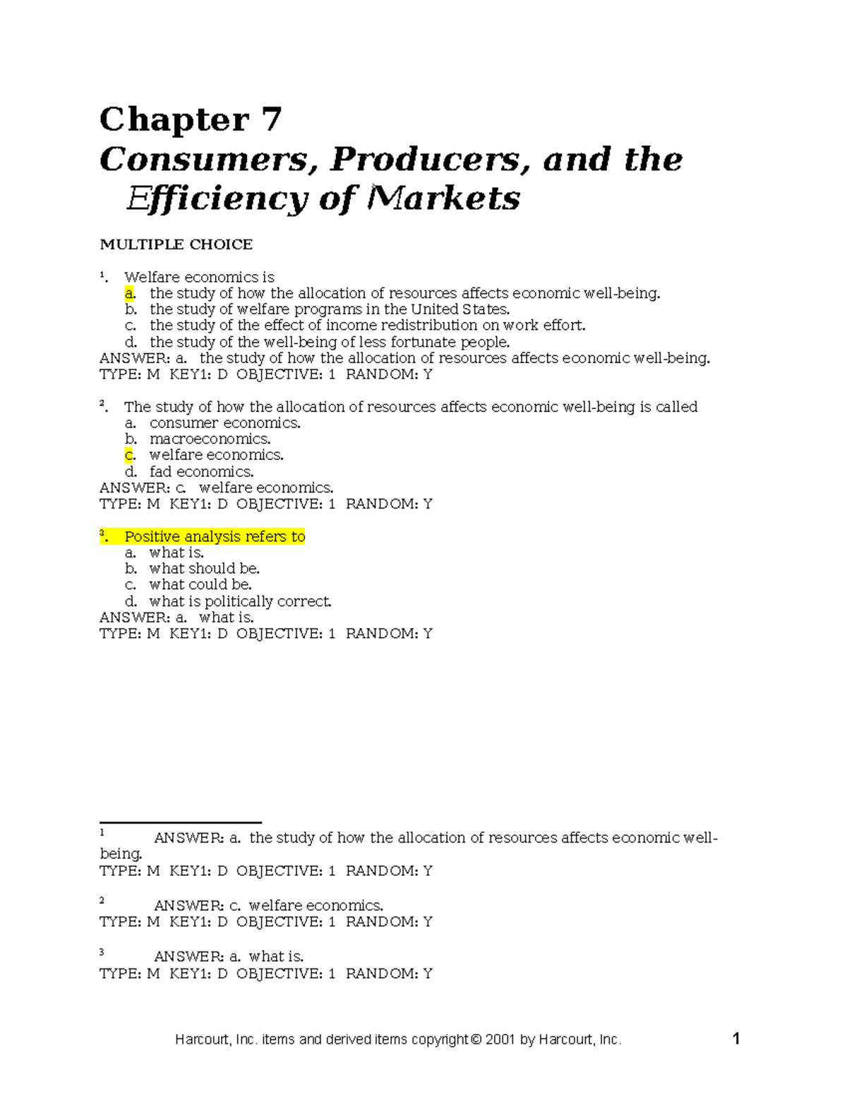 Chapter 7: Consumers, Producers, and Market Efficiency MCQs - Studocu