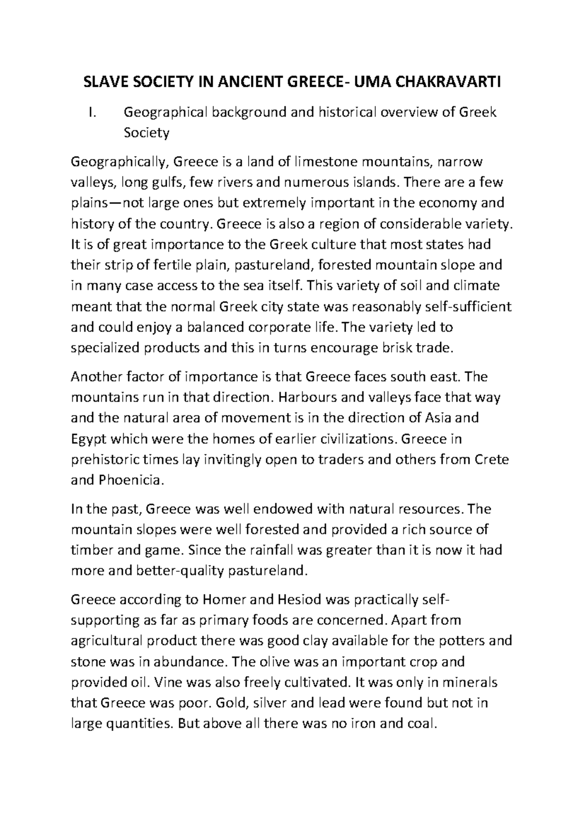 SLAVE SOCIETY IN ANCIENT GREECE: GEOGRAPHY, HISTORY, AND LABOR SYSTEMS ...