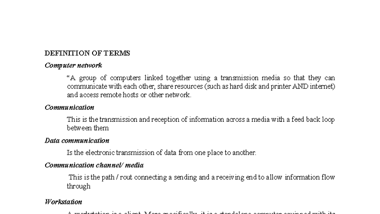Computer Networks - Key Terms and Concepts Overview - Studocu