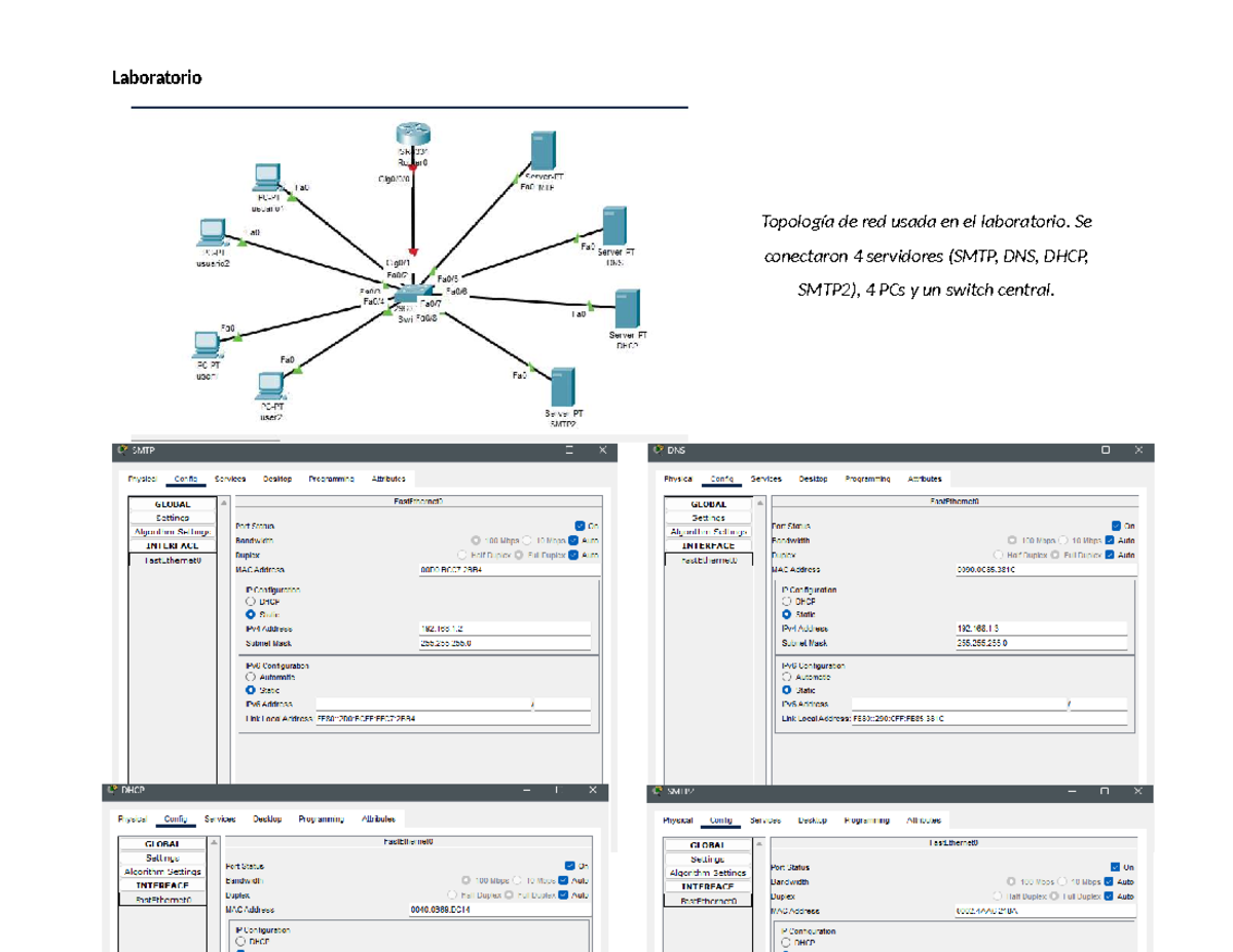 Laboratorio de Topología de Red: Configuración SMTP-POP - Studocu