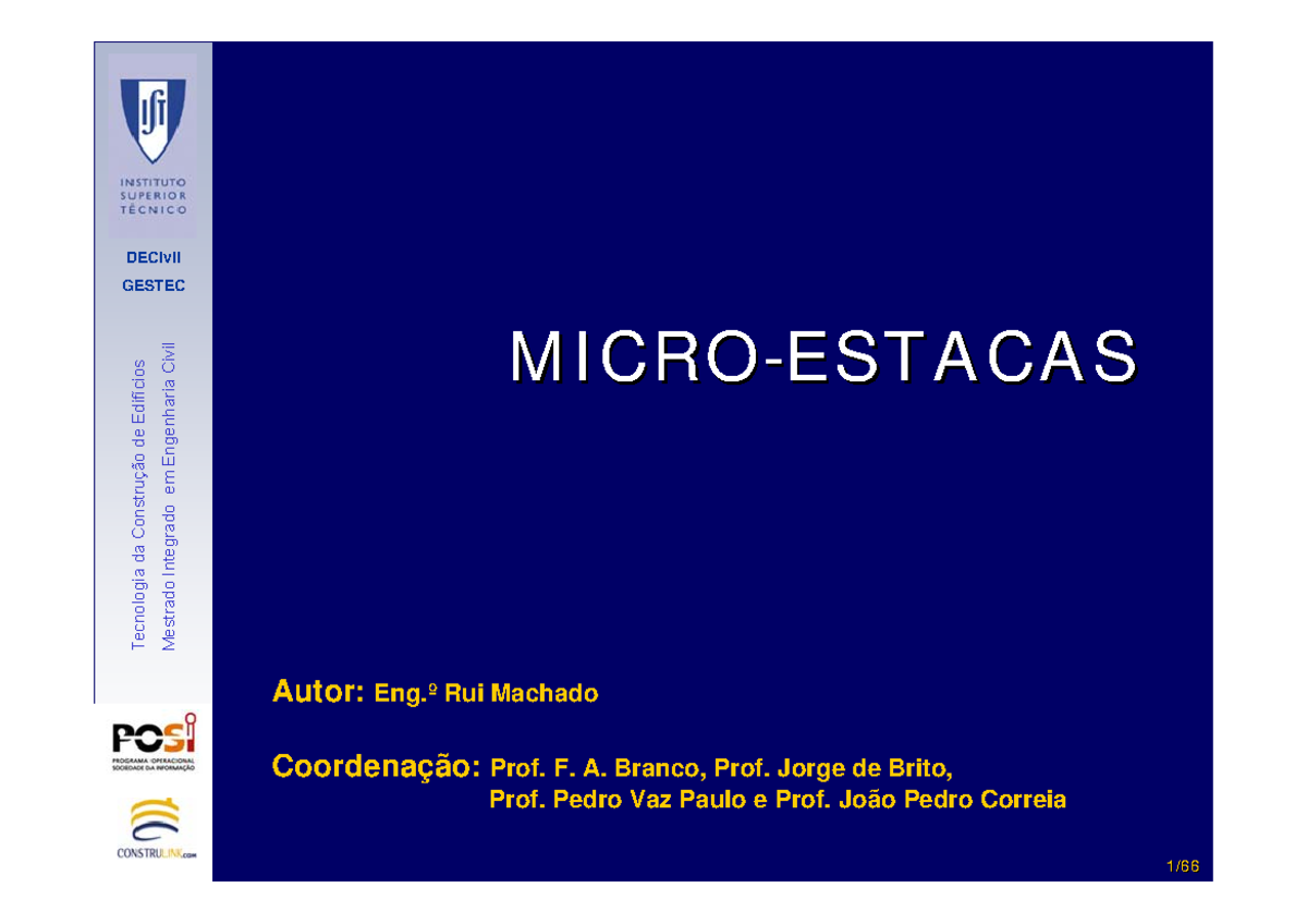 08 Micro-estacas - 11ª Aula Teórica de Construção Civil - Studocu