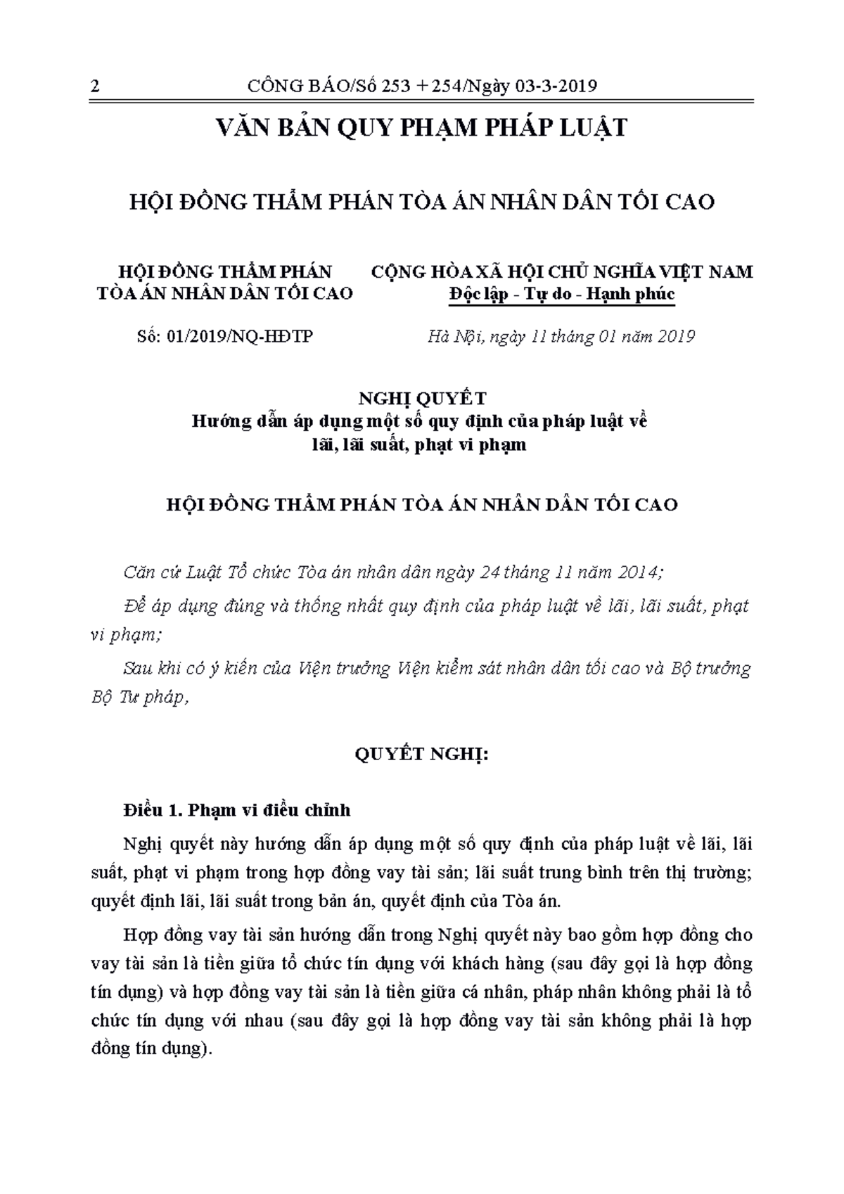2019 253 + 254 01-2019-NQ-HĐTP - VĂN BẢN QUY PHẠM PHÁP LUẬT HỘI ĐỒNG ...