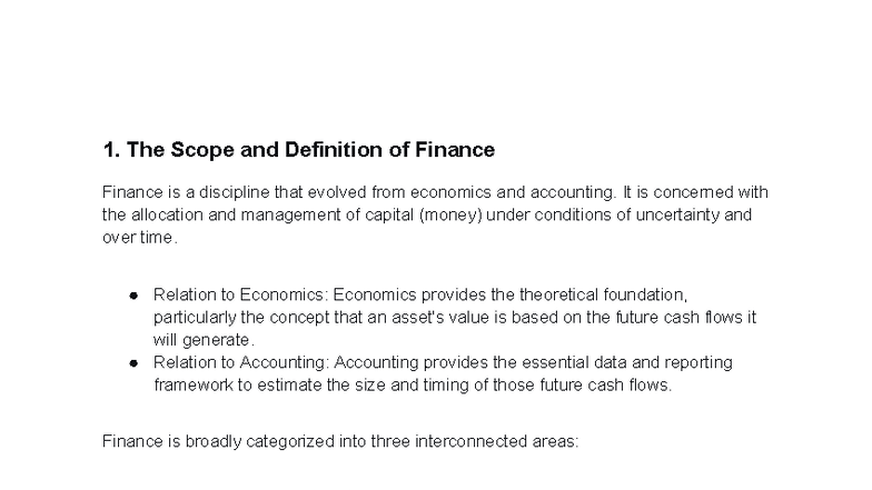 Finance 101: Key Concepts and Functions in Financial Management - Studocu