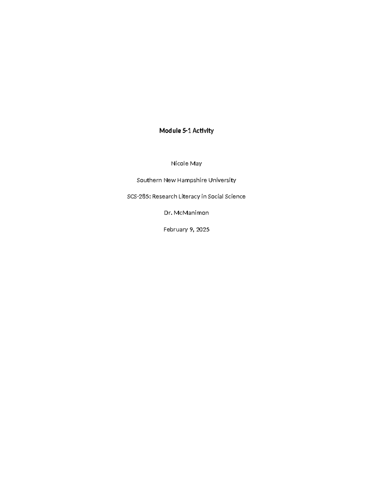 Module 5-1 - McManimon February 9, 2025 Module 5-1 Activity Exploratory ...