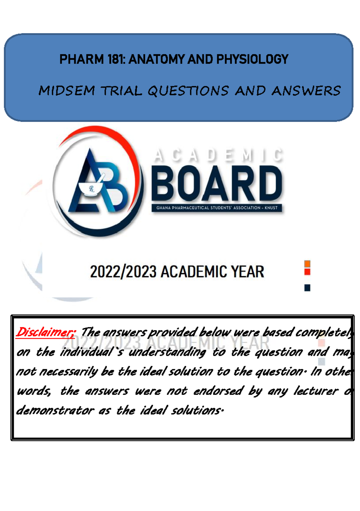Anatomy midsem 22,23 - Disclaimer; The answers provided below were based completely on the - Studocu