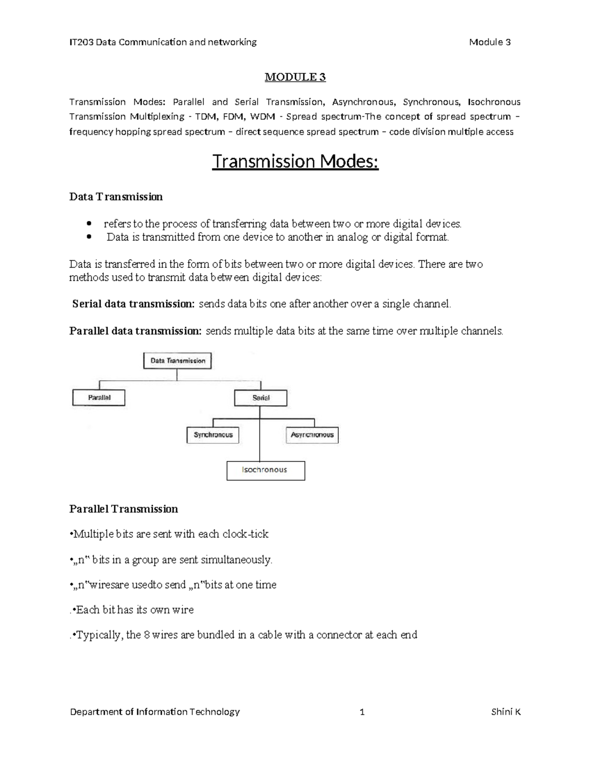 IT203 Data Communication & Networking: Module 3 - Transmission Modes ...
