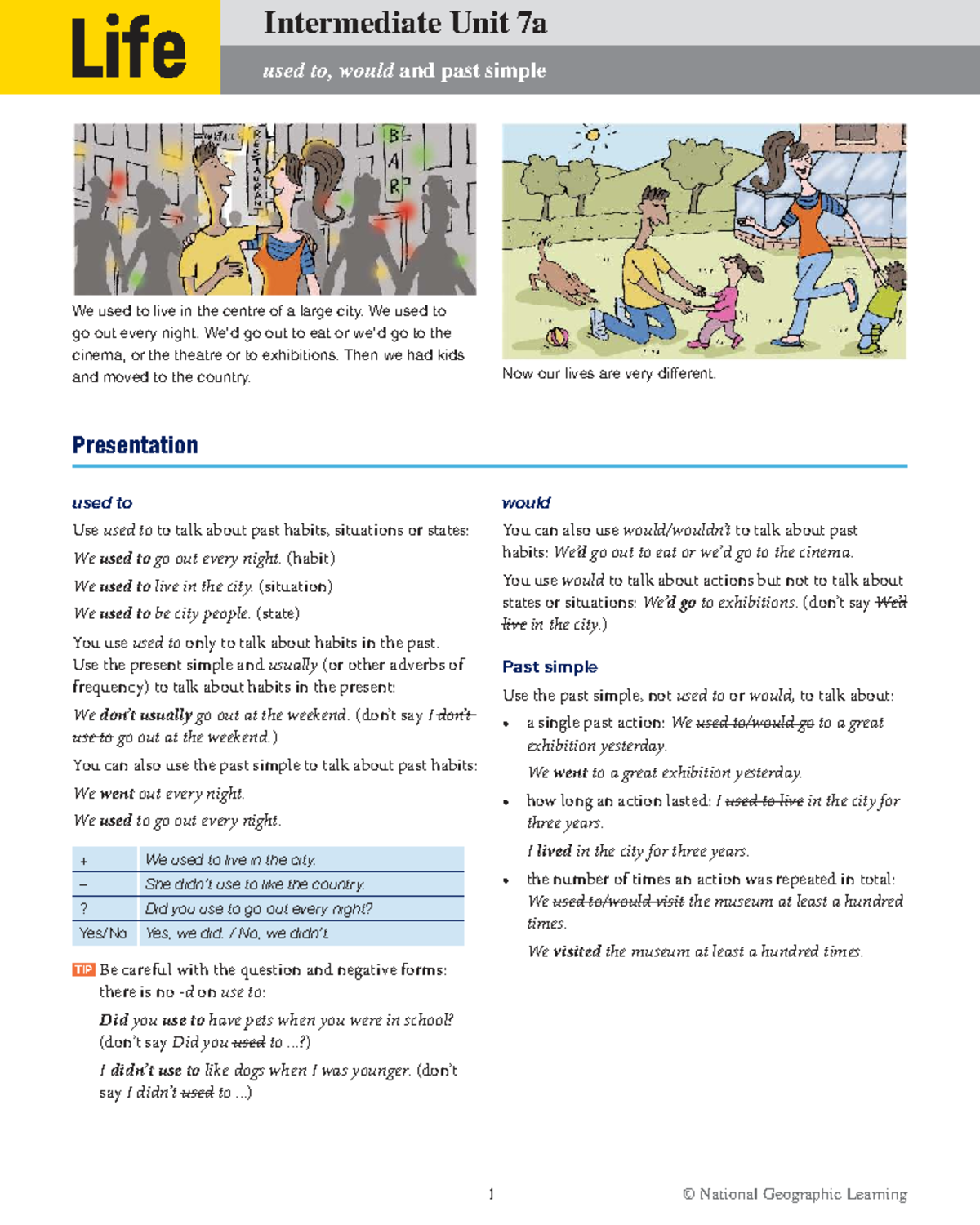 Intermediate GW 07a: Understanding 'Used to', 'Would', and Past Simple ...