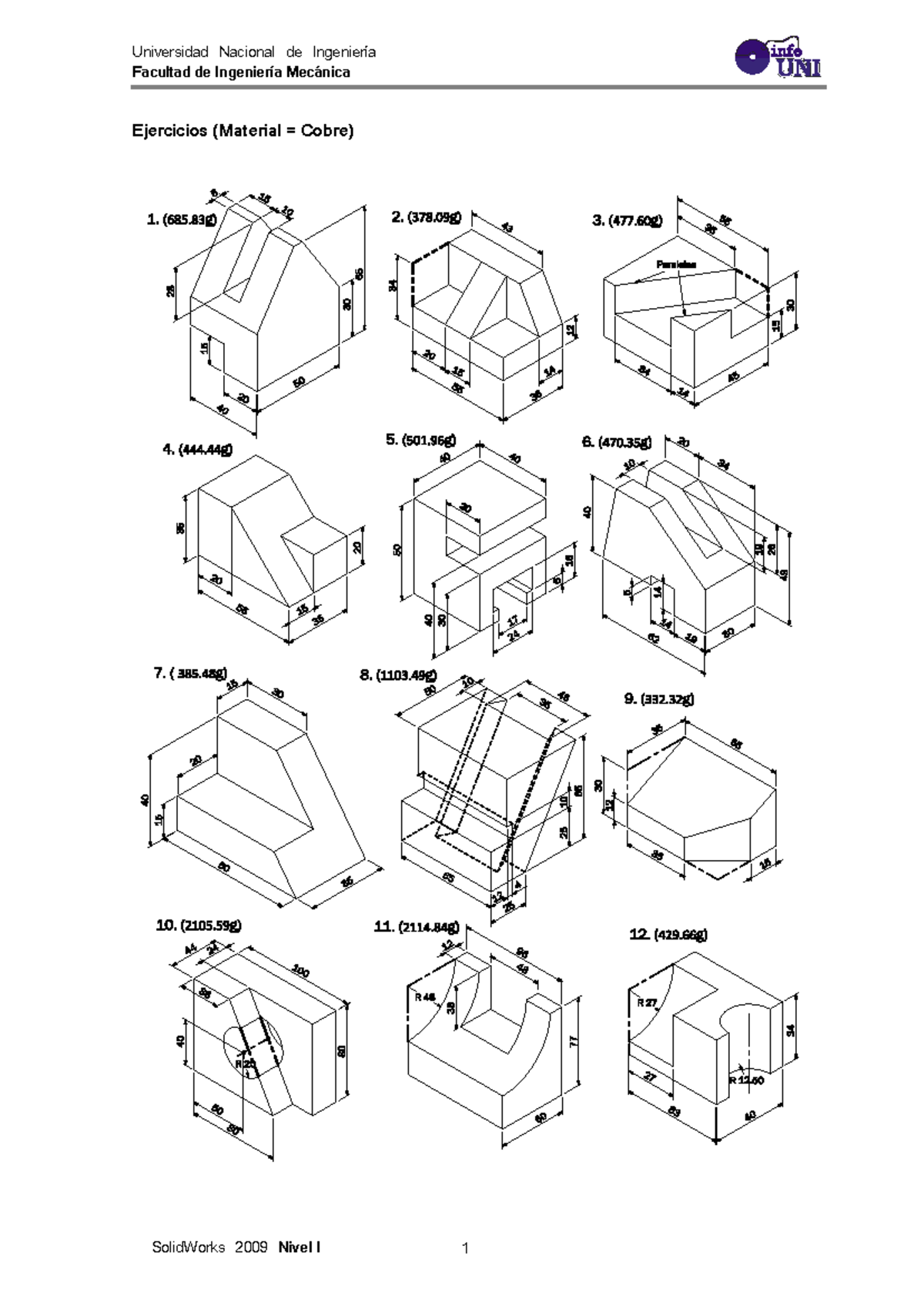 Ejercicios de Solidworks para Ingeniería Mecánica (Materiales) - Studocu