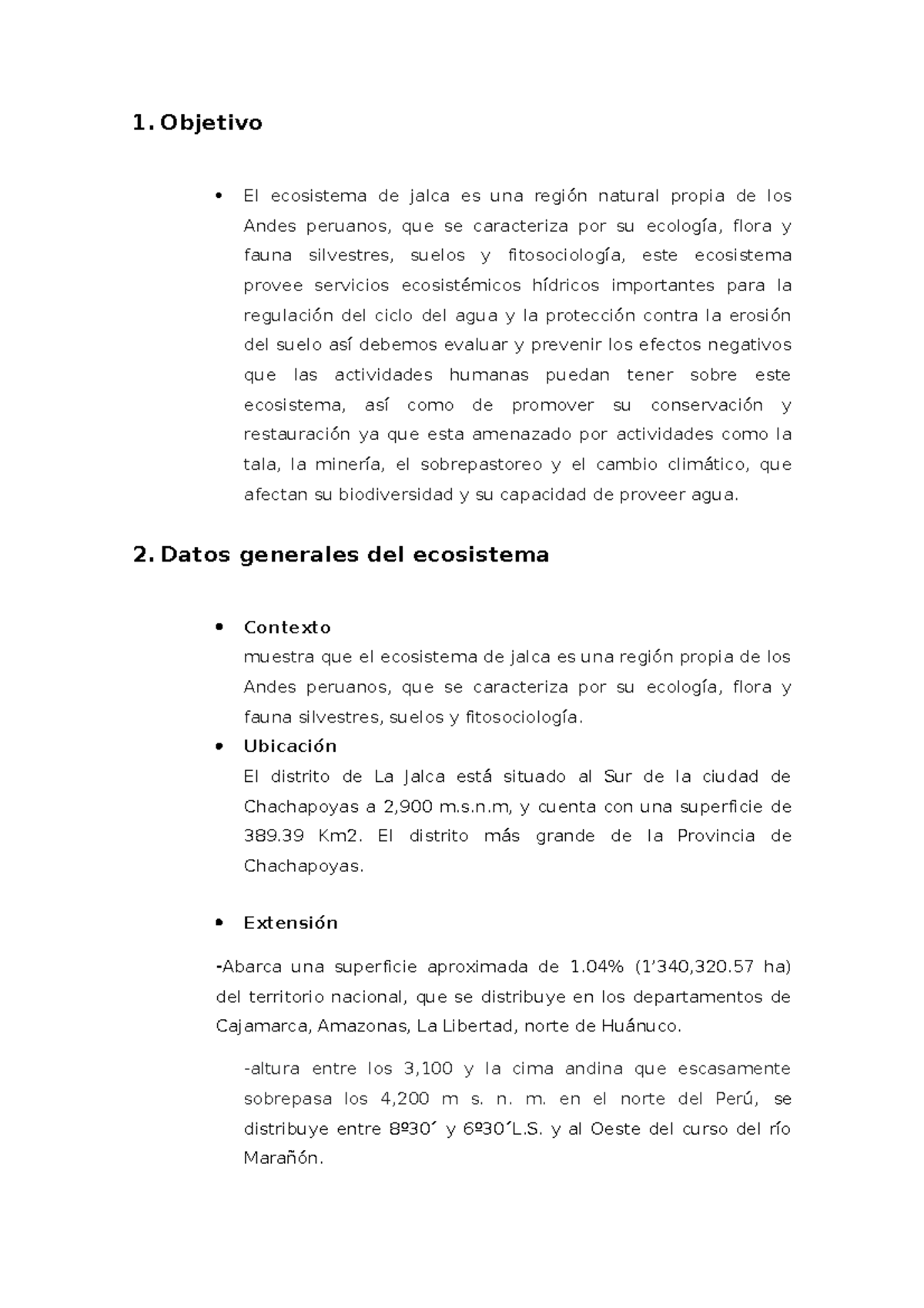 Estudio sobre el Ecosistema de Jalca y su Conservación - EC 2023 - Studocu