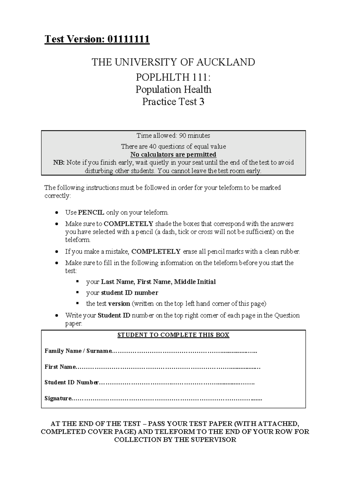 2024 POPLHLTH 111 Practice Test 3: Population Health Insights - Studocu