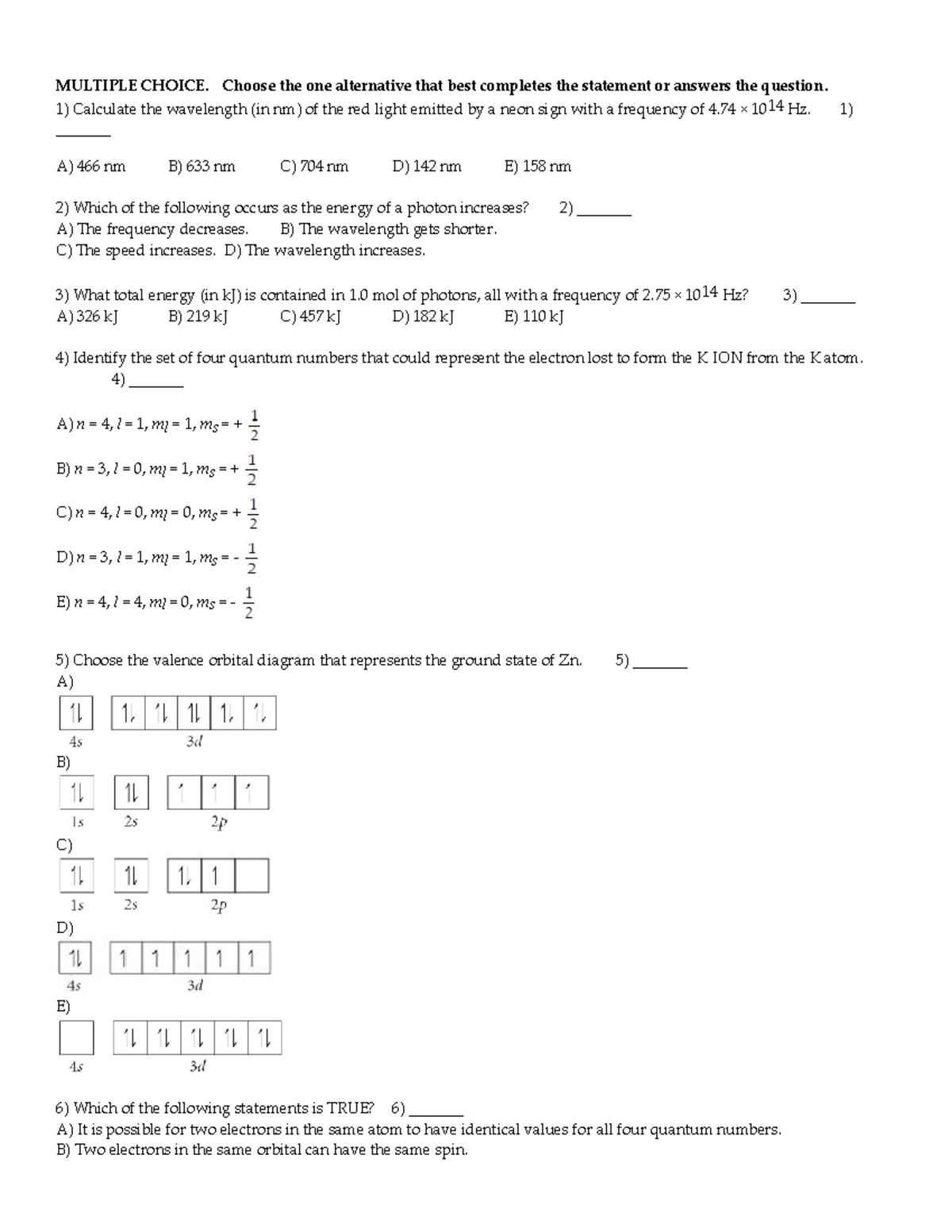 Term Test 1 Practice (CHEM 101) for Fall 2025 - Studocu