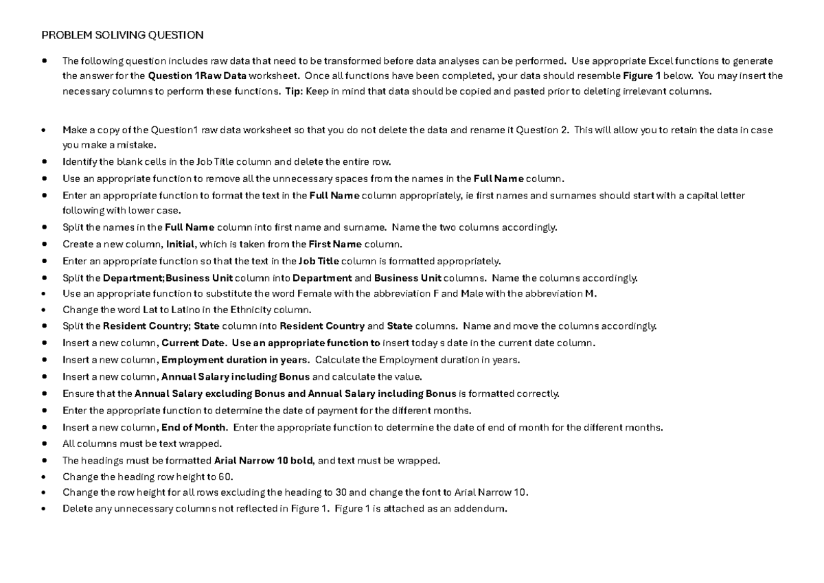 Excel Data Transformation Techniques for Problem Solving (Course Code) - Studocu