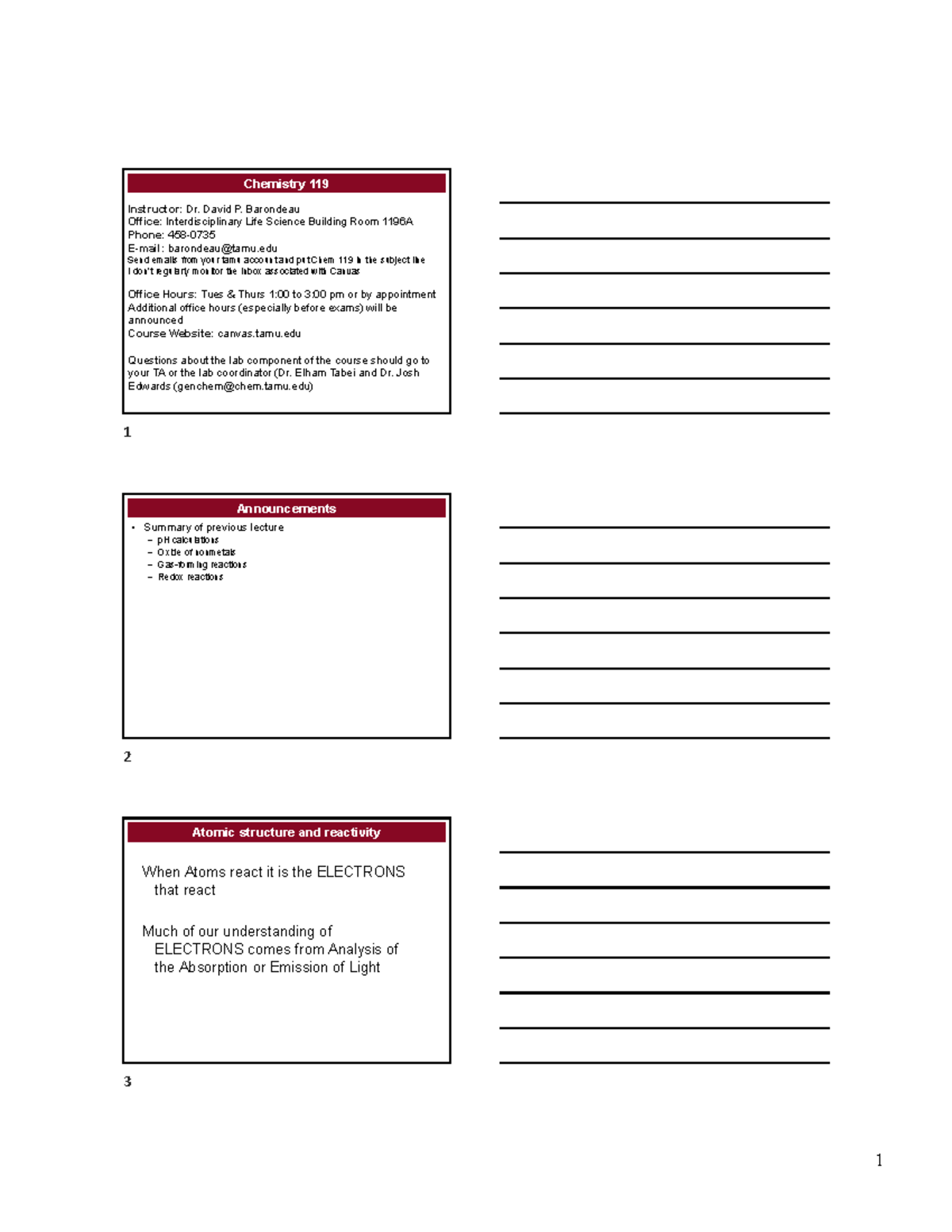 Chemistry 119 Lecture Notes: Bohr Model & Quantum Mechanics Insights ...