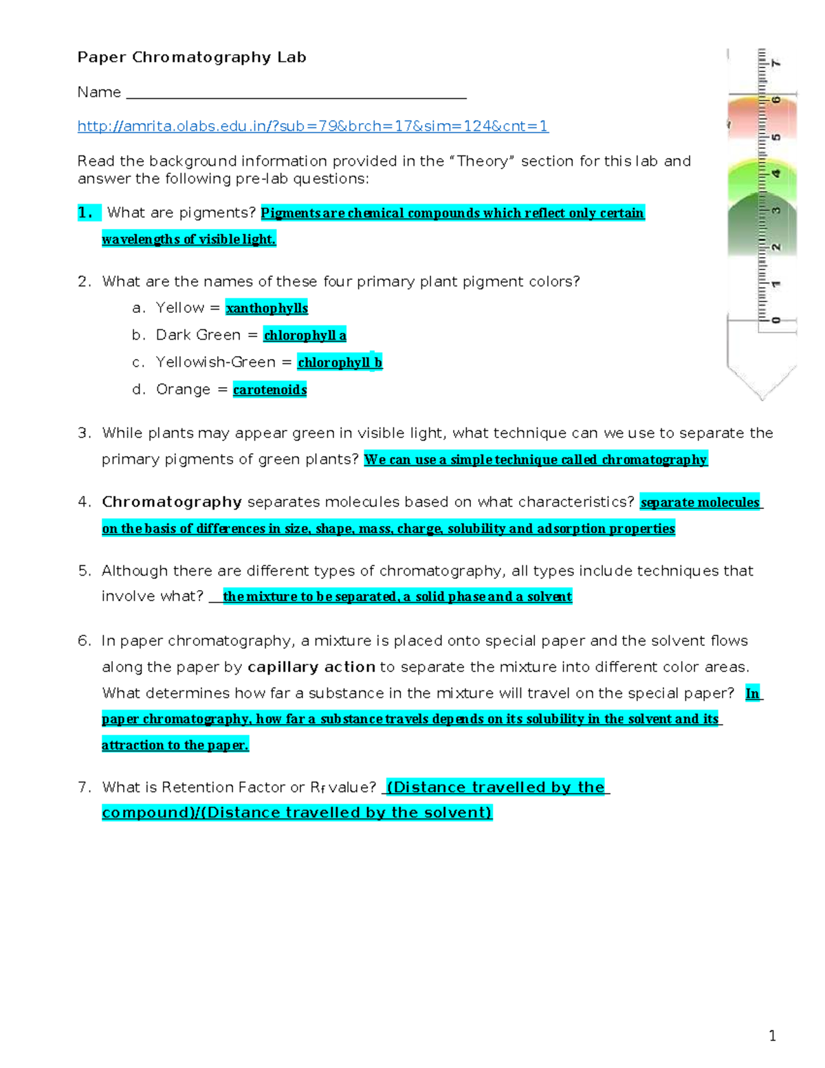 Paper Chromatography Lab (Course Code: CHM101) - Analysis & Results ...