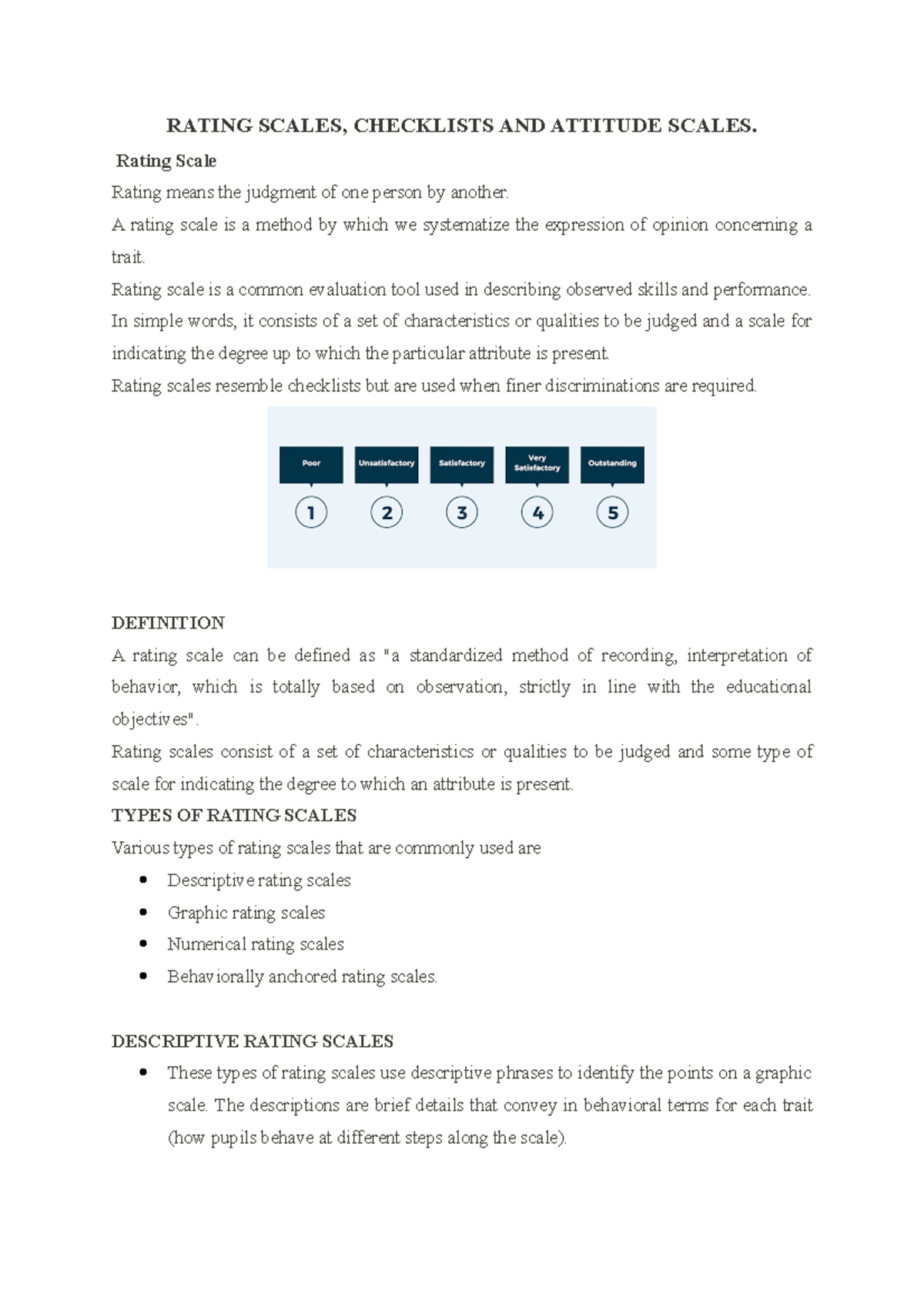 Comprehensive Study on Rating Scales, Checklists & Attitude Scales ...