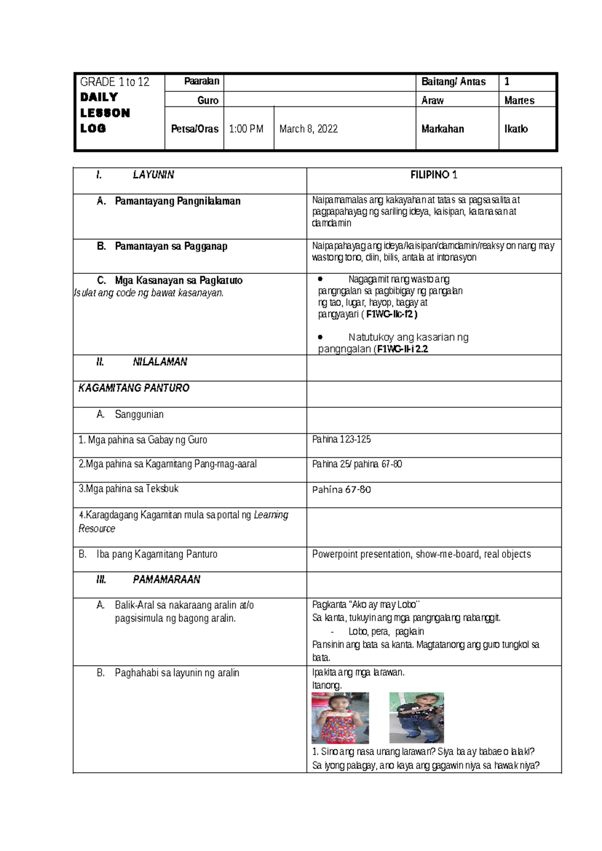 COT-1 DLP: Sample Daily Lesson Plan for Classroom Observation - Studocu