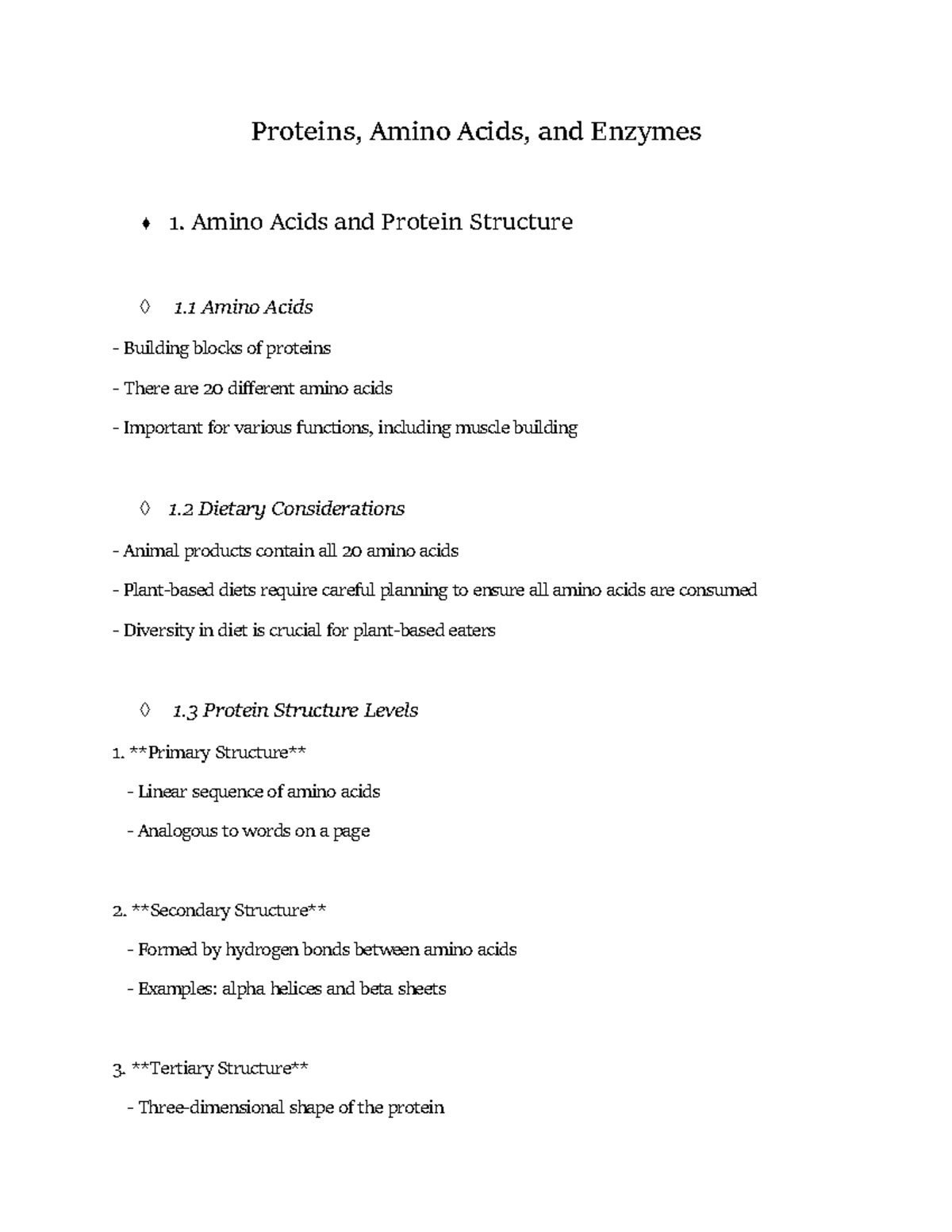 Proteins and Enzymes: Structure, Function, and Activities (BIO101 ...