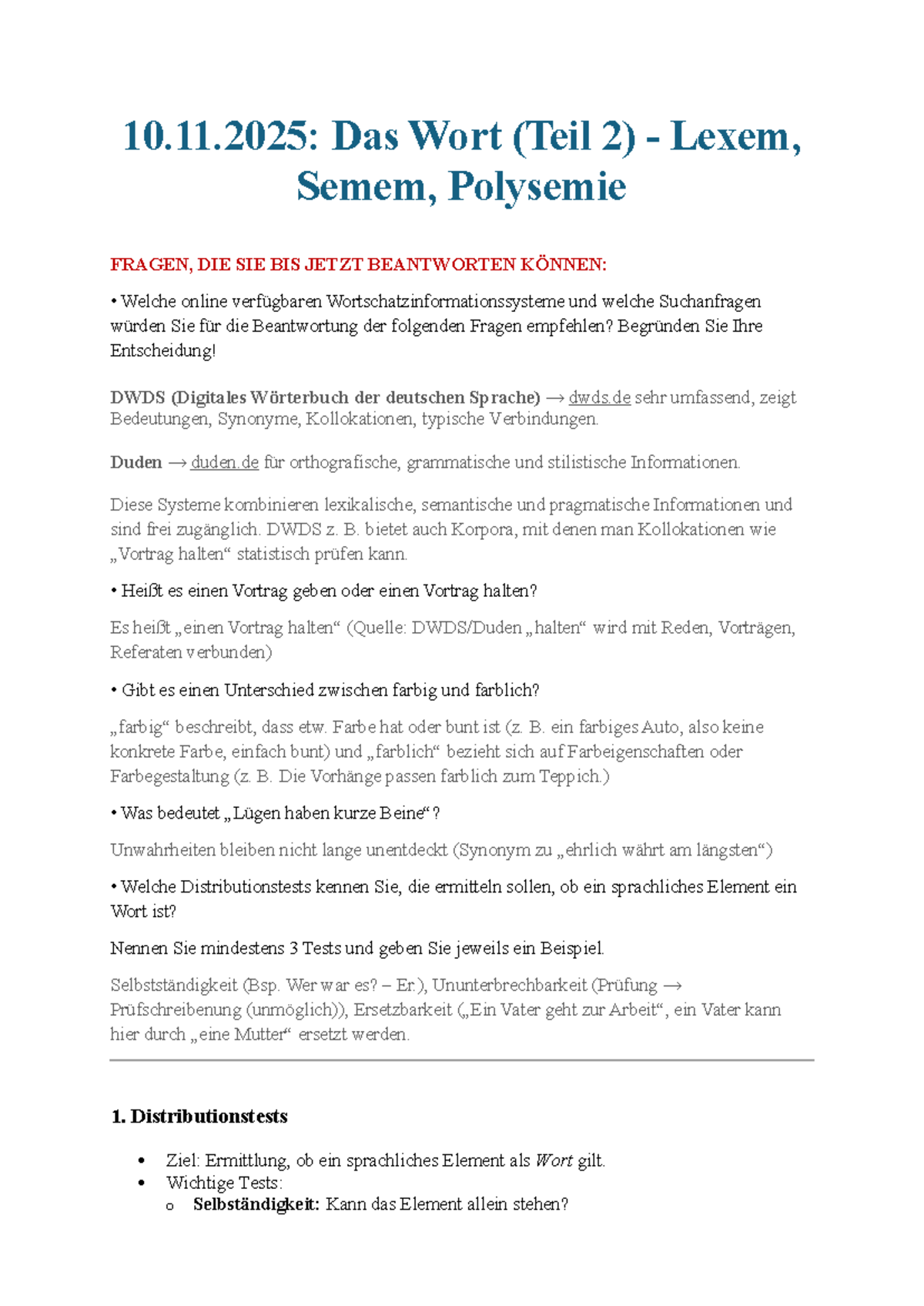 Das Wort (Teil 2): Lexem, Semem und Polysemie - FRAGEN und Antworten ...