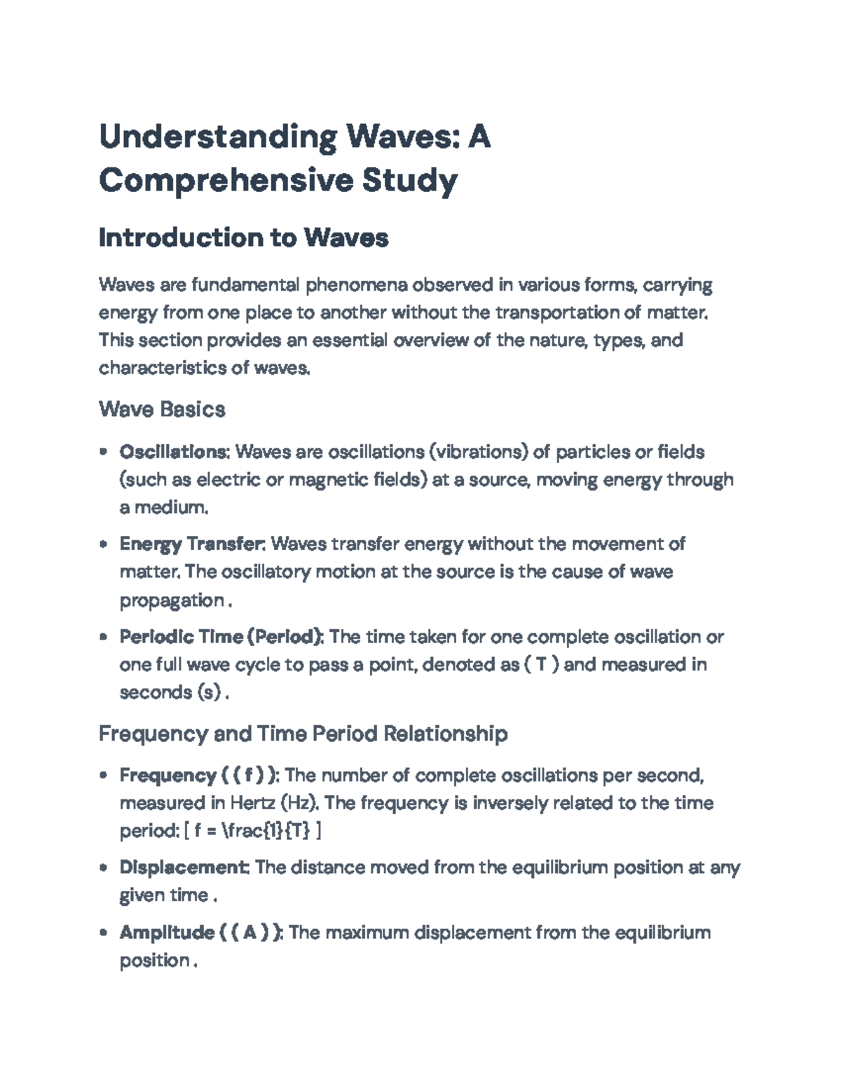 Comprehensive Waves Study Guide - PHYS101 - Studocu