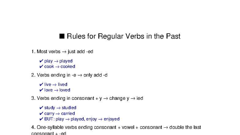 Regular Verbs Past Tense Rules: A Comprehensive Guide - Studocu
