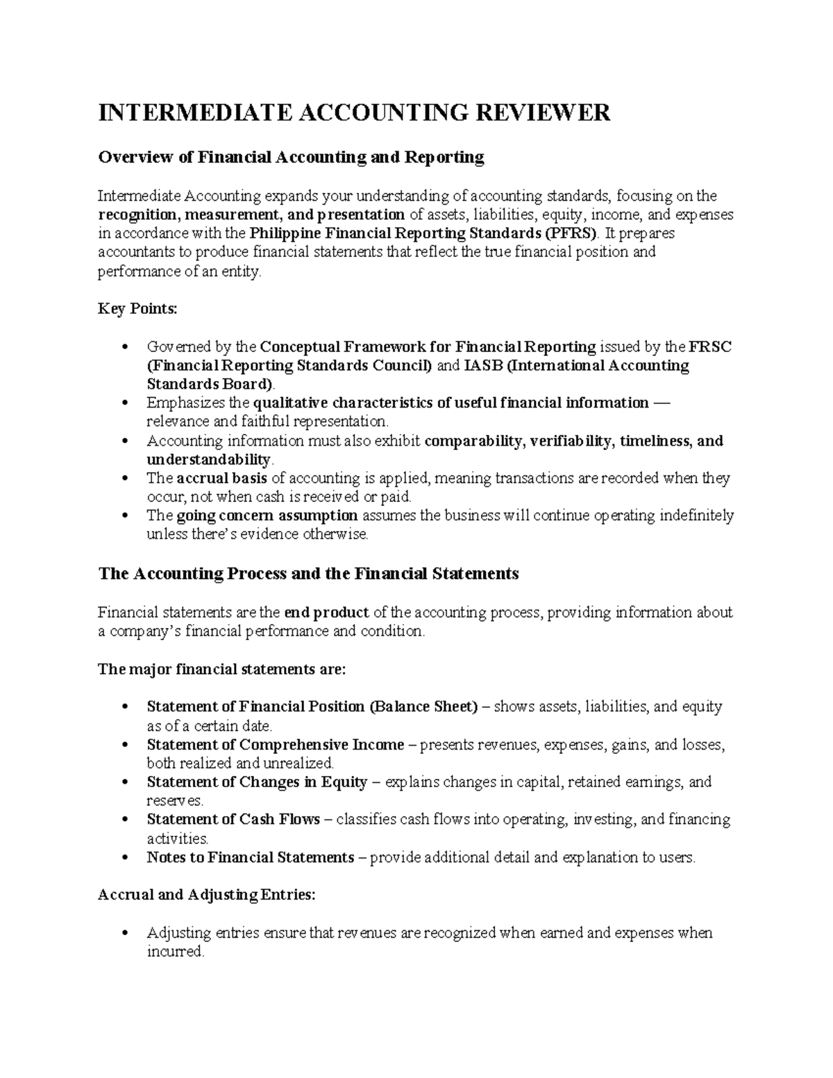 Intermediate Accounting (ACCT 201) Final Exam Reviewer - Studocu