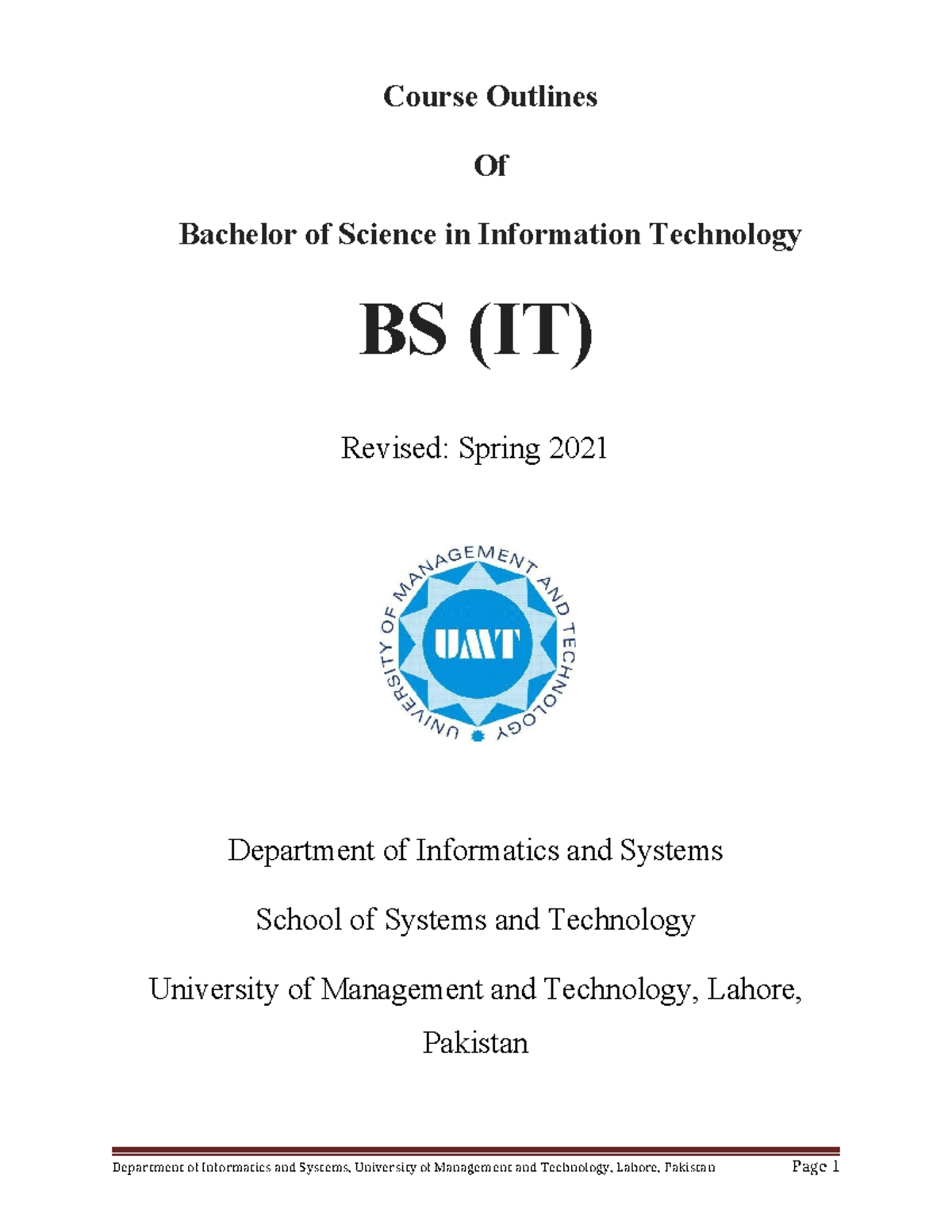 BSIT Course Outlines - Comprehensive Overview (Spring 2021) - Studocu