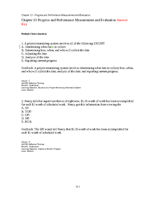 Project Management - Chapter 8 Exercise Answer Key - Project Management – Chapter 8 Exercise ...