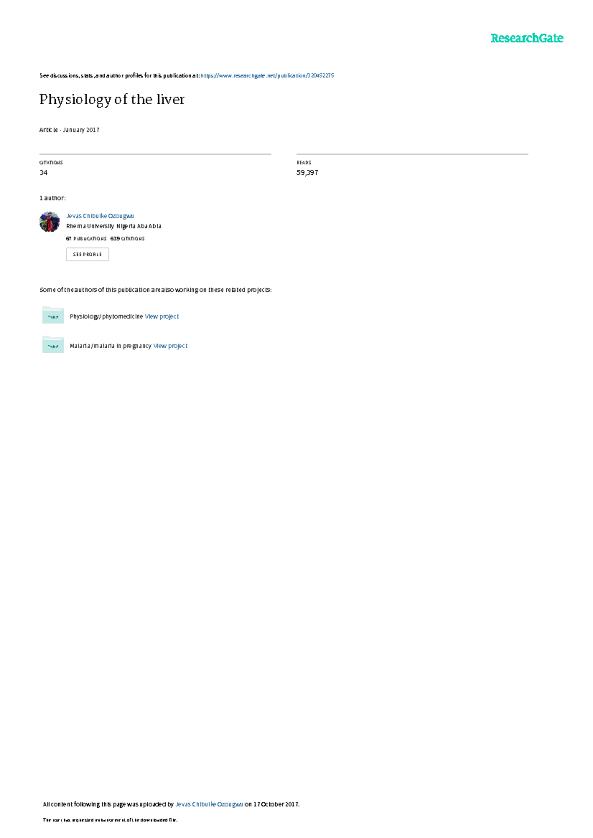 Physiology and Functions of the Liver - PHYS 101 Lecture Notes - Studocu