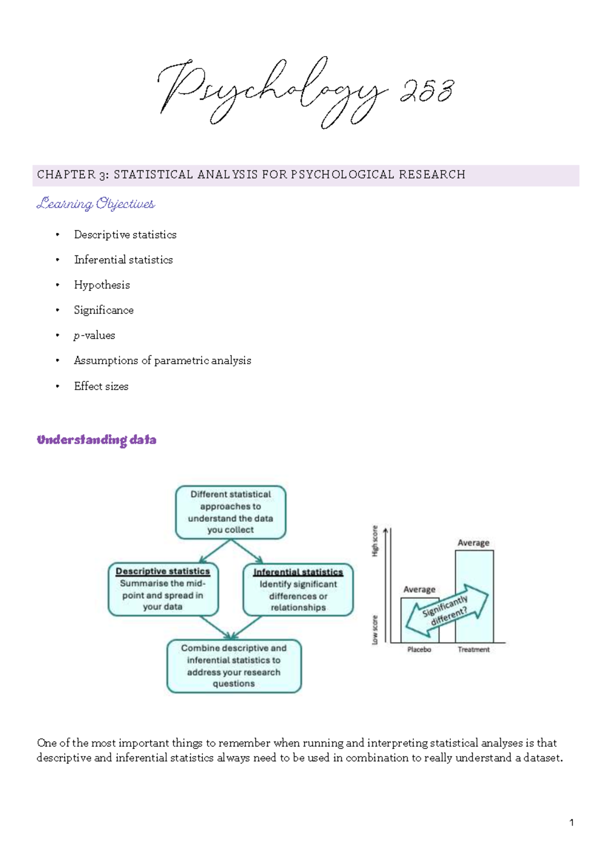 Psychology 253 CHAPTER 3: Statistical Analysis in Research - Studocu