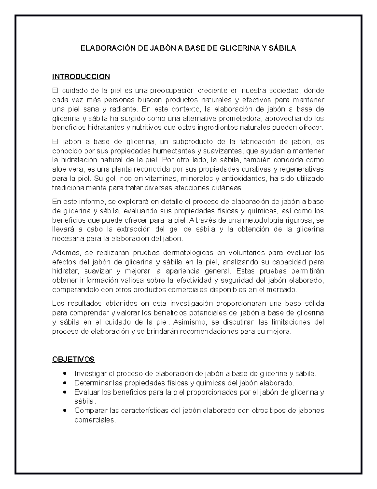 Elaboración DE Jabón A BASE DE Glicerina Y Sábila - ELABORACIÓN DE JABÓN A BASE DE GLICERINA Y ...