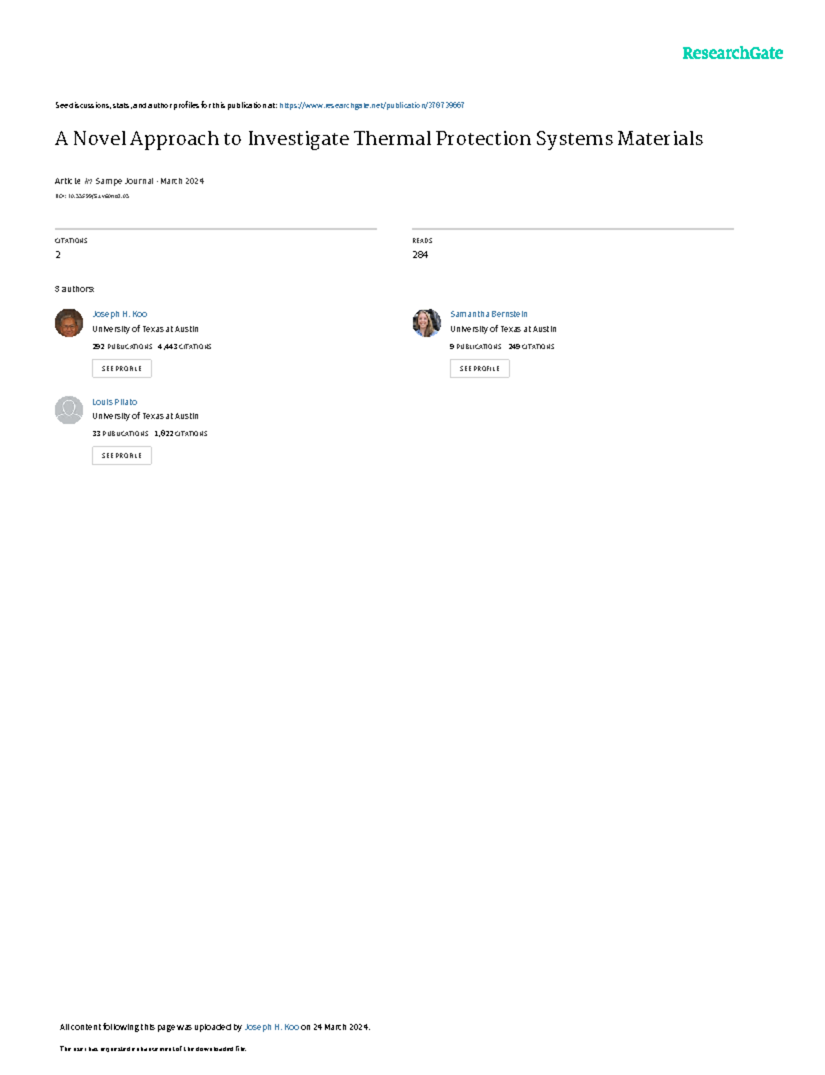 A Novel Study on TPS Materials: Insights and Innovations in Thermal ...