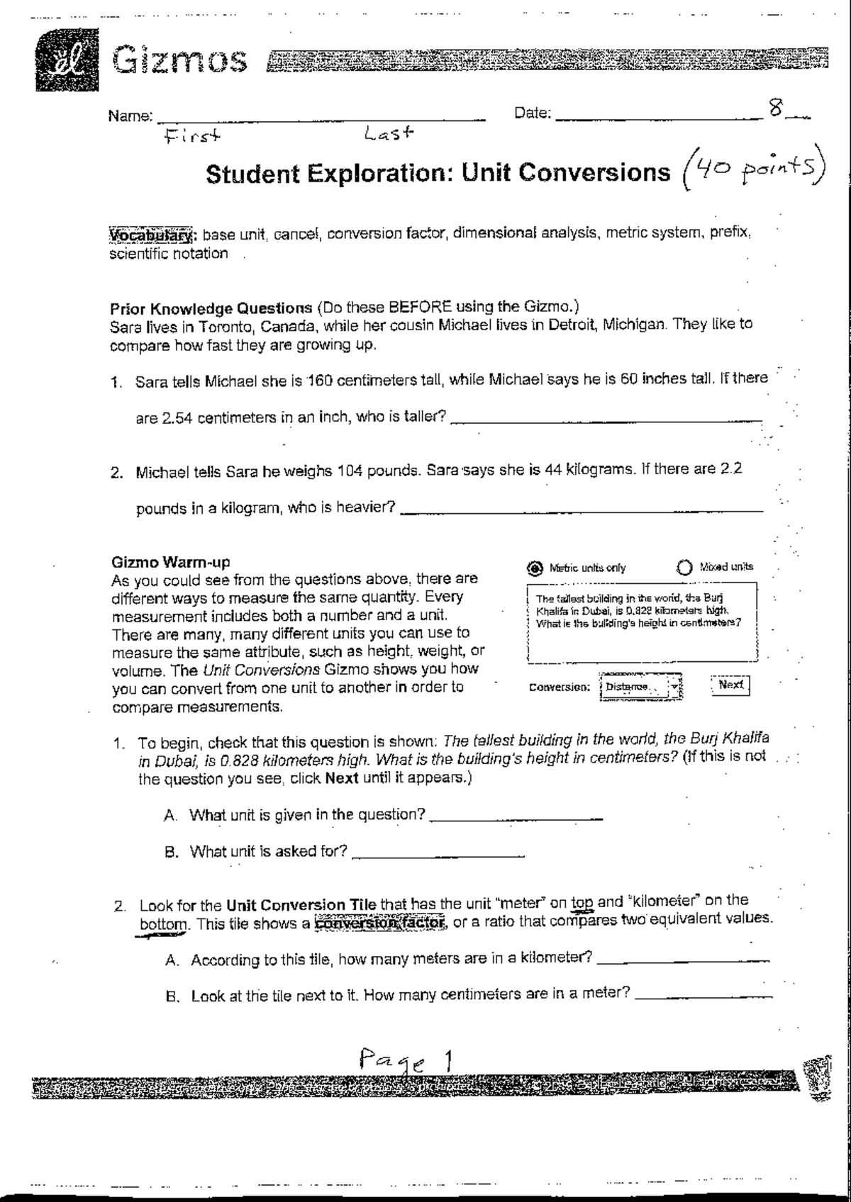 Unit Conversion Gizmos: Exploring Metric Measurements and Analysis ...