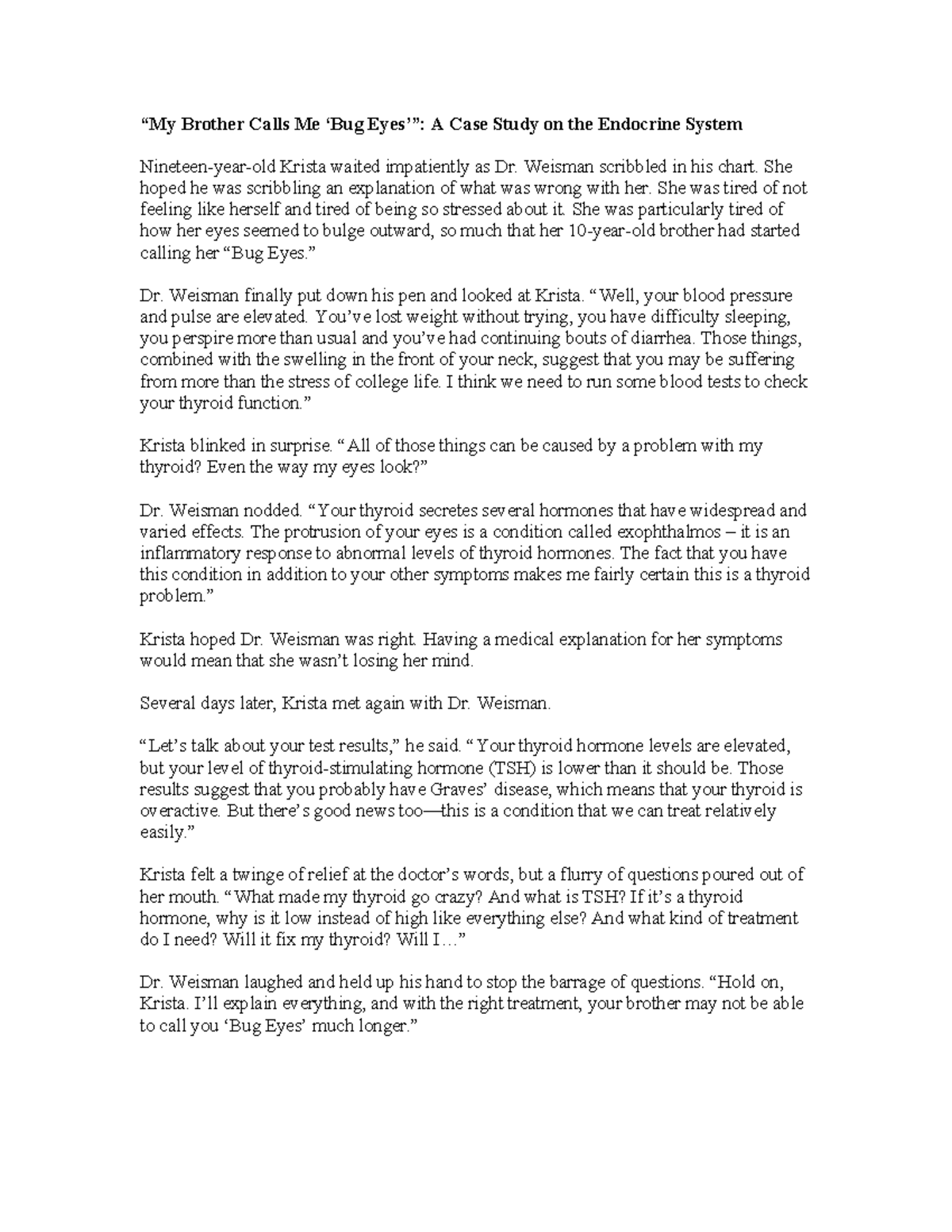 Case Study Lab: Endocrine System - Thyroid Disorders & Graves' Disease ...