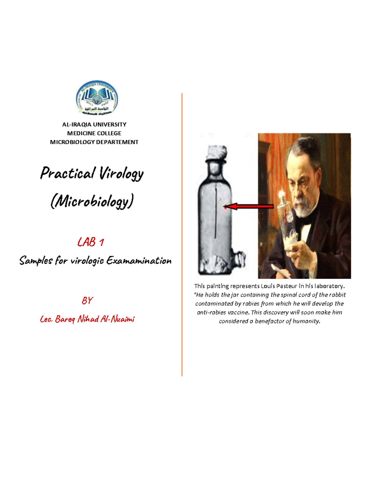 Microbiology 101: LAB 1 Virology Sample Collection Guide - Studocu