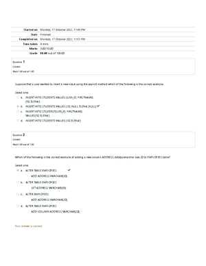 Midterm LAB QUIZ 1 Attempt review - Started on Friday, 4 November 2022, 3:07 PM State Finished ...