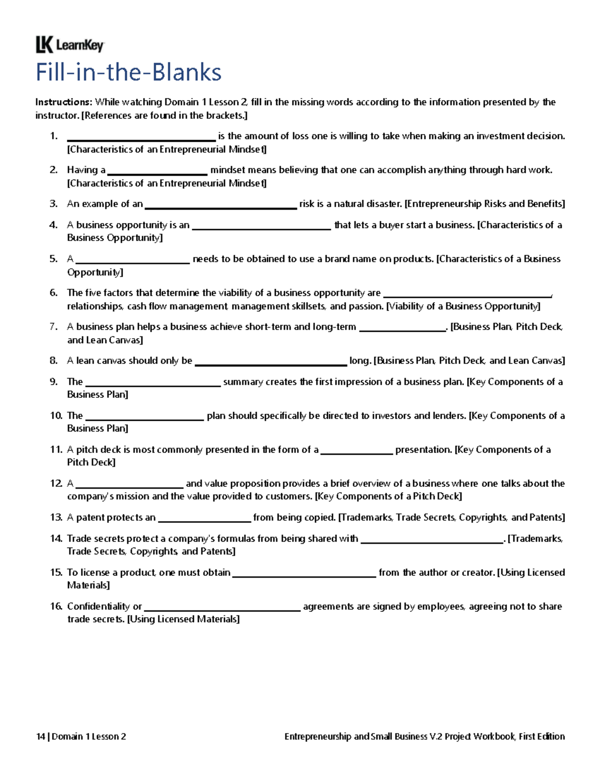 Domain 1 - Lesson 2: Exploring Business Opportunities & Risks - Studocu