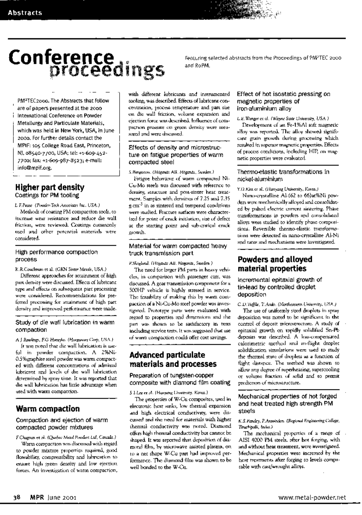 Metal Powder Report: Incremental Epitaxial Growth Study (2001) - Studocu