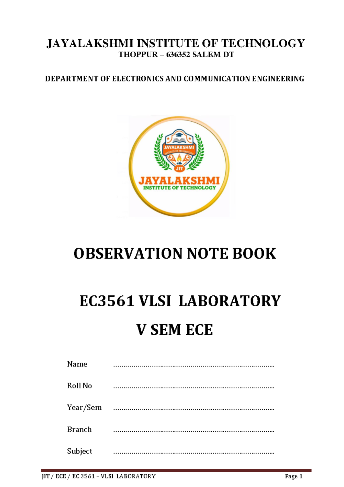 EC3561 VLSI LAB - Comprehensive Lab Manual & Experiment Guide - Studocu
