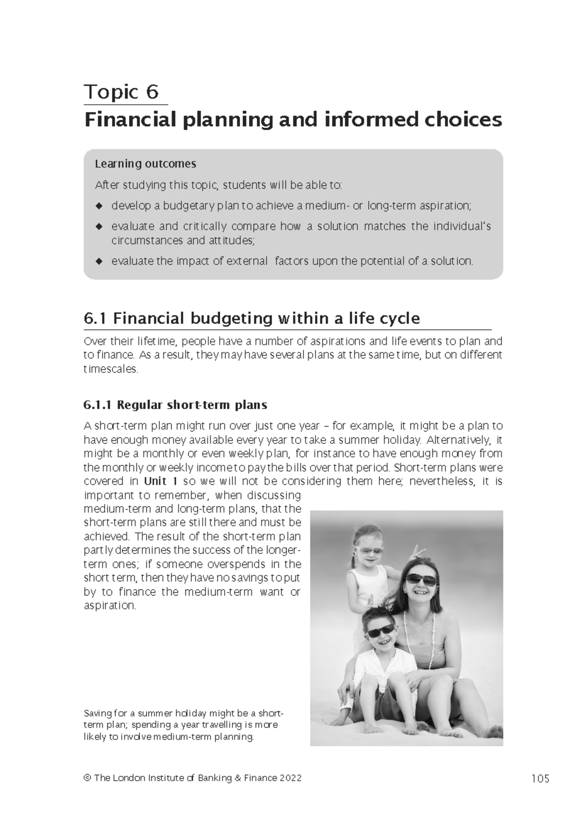 Ce FS Unit 2 Topic 6: Financial Planning and Informed Choices Overview ...