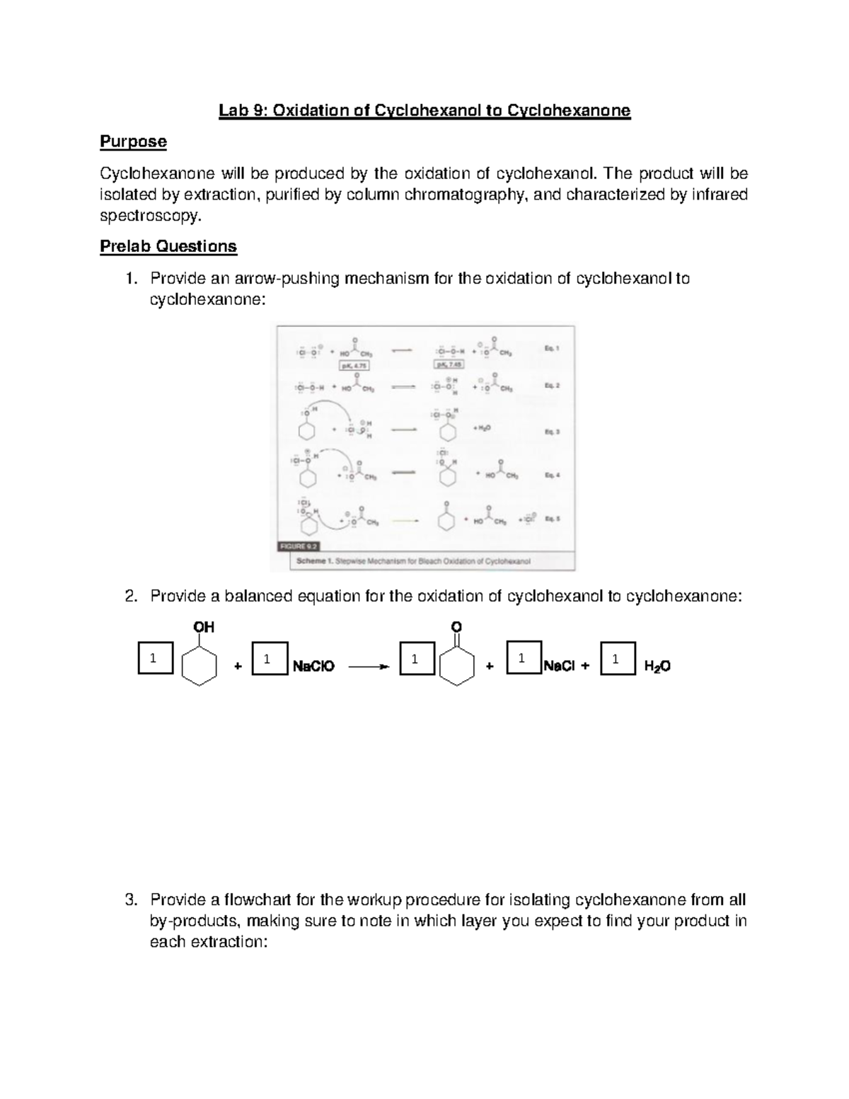 Cyclohexanol To Cyclohexanone Balanced Equation