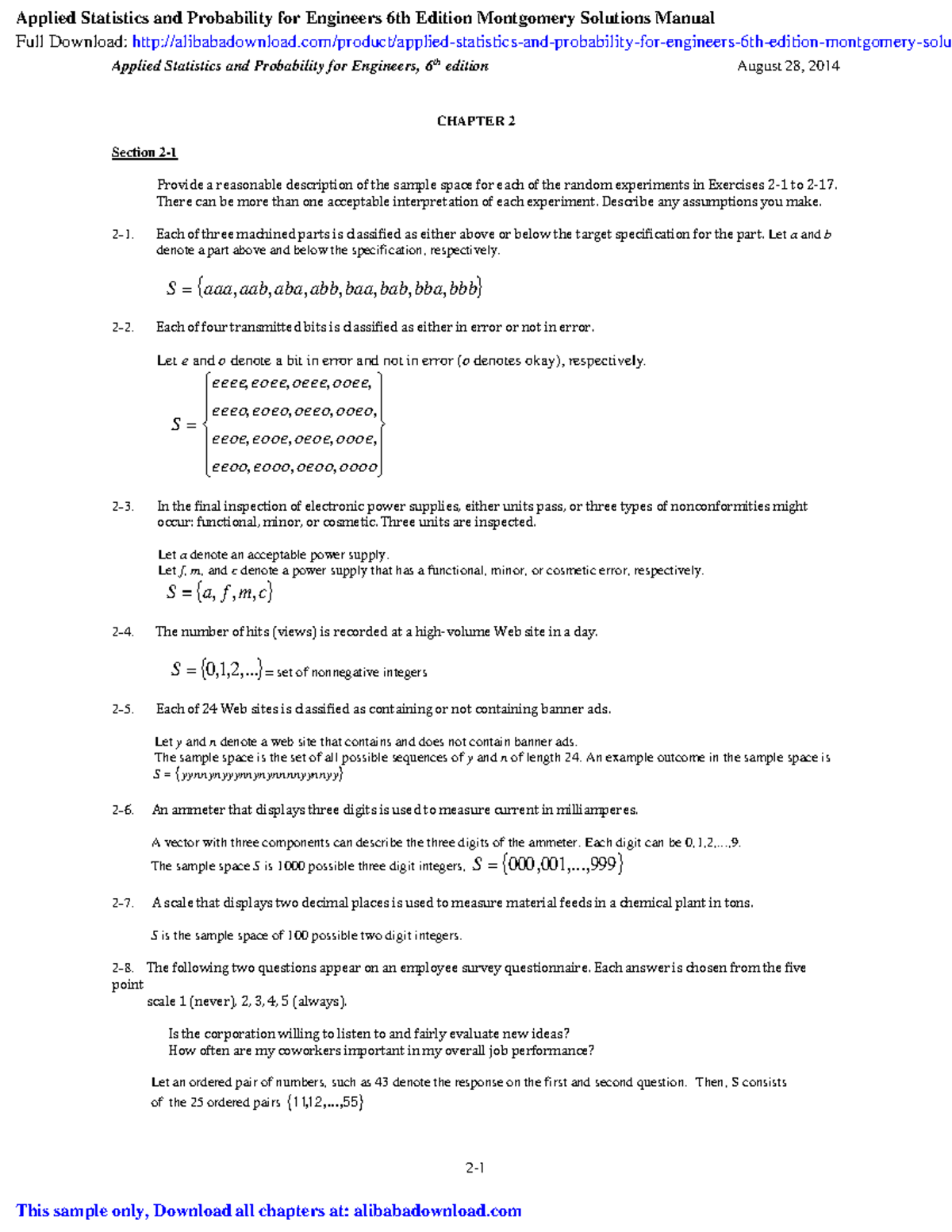 Applied Stats & Probability for Engineers E-6th Edition Solutions ...