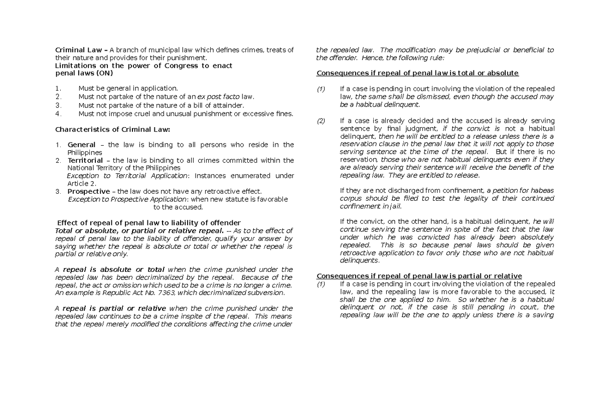 Criminal Law (ON) - Comprehensive Overview of Key Concepts and ...