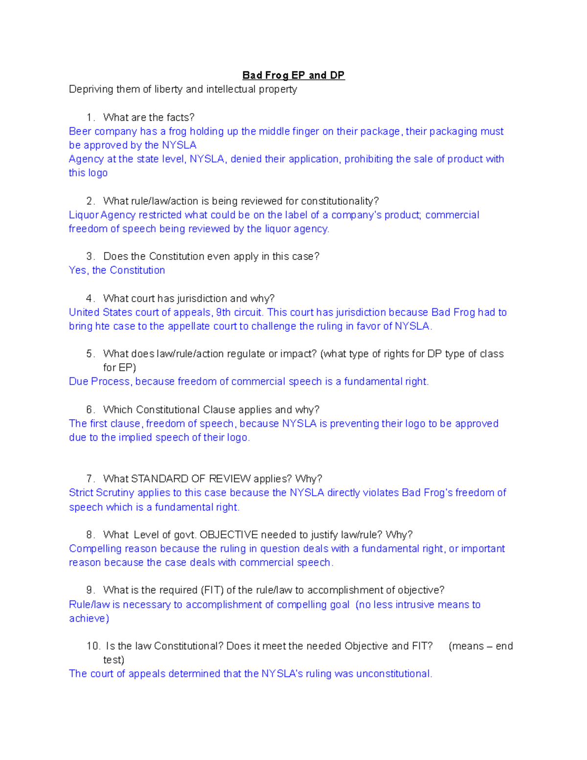 Bad Frog EP and DP - This is the class assignment that goes along with ...