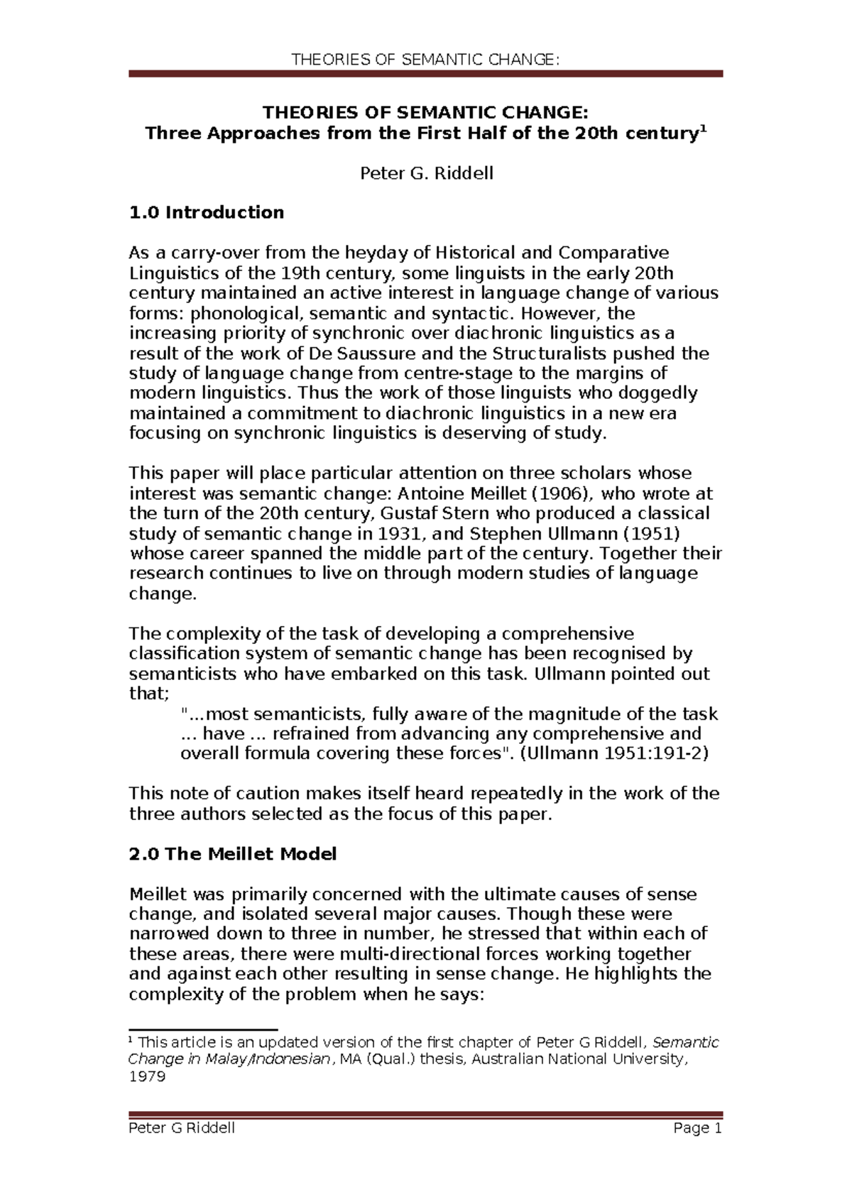Theories of Semantic Change: Analyzing 20th Century Approaches - Studocu