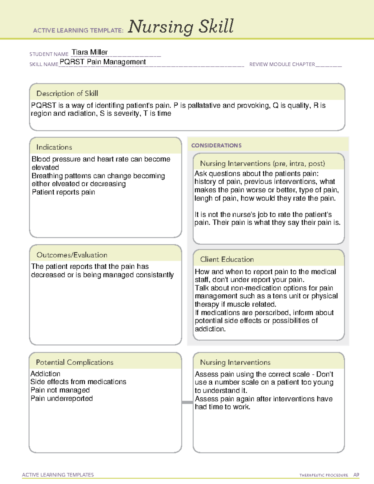 Active Learning Templates - Pain Management - ACTIVE LEARNING TEMPLATES ...