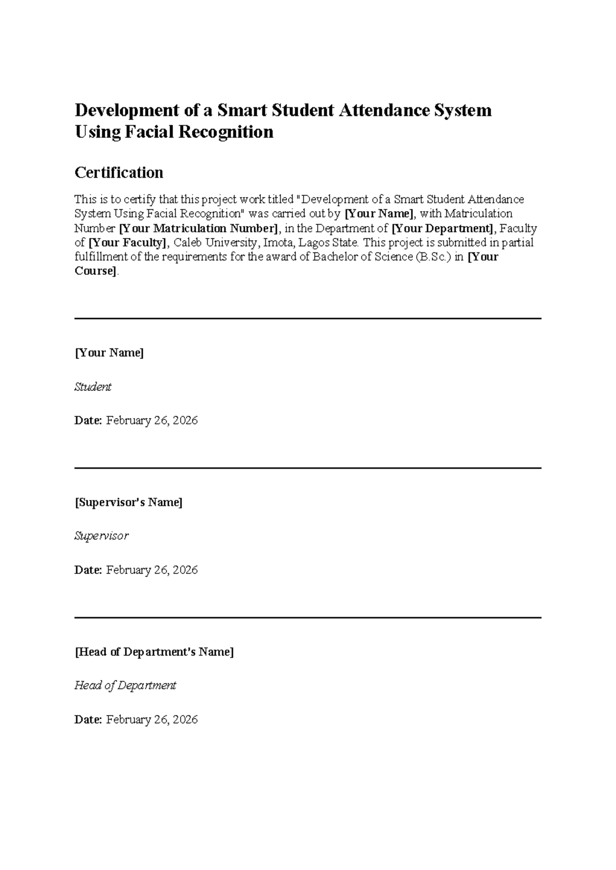 Smart Attendance System Using Facial Recognition: Project Overview ...