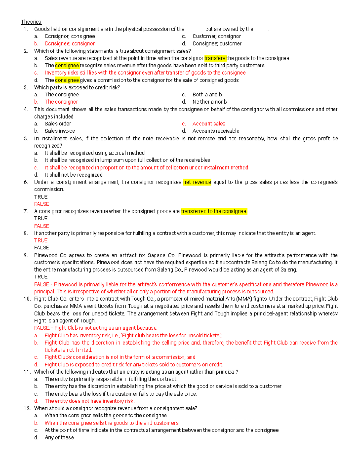 AFAR - Consignment Sales: Key Theories and Revenue Recognition - Studocu